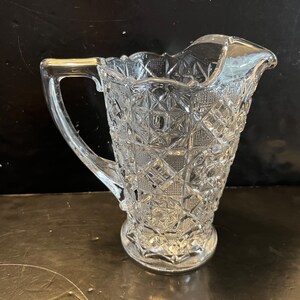 Vintage Imperial Glass Clear Diamond Block Glass Pitcher - Etsy
