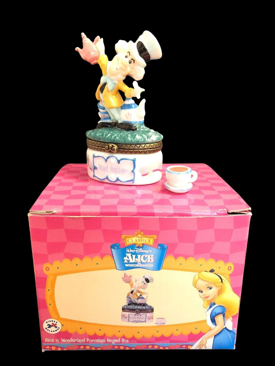 Midwest of Cannon Falls Porcelain Hinged Box Disney Mad Hatter With ...
