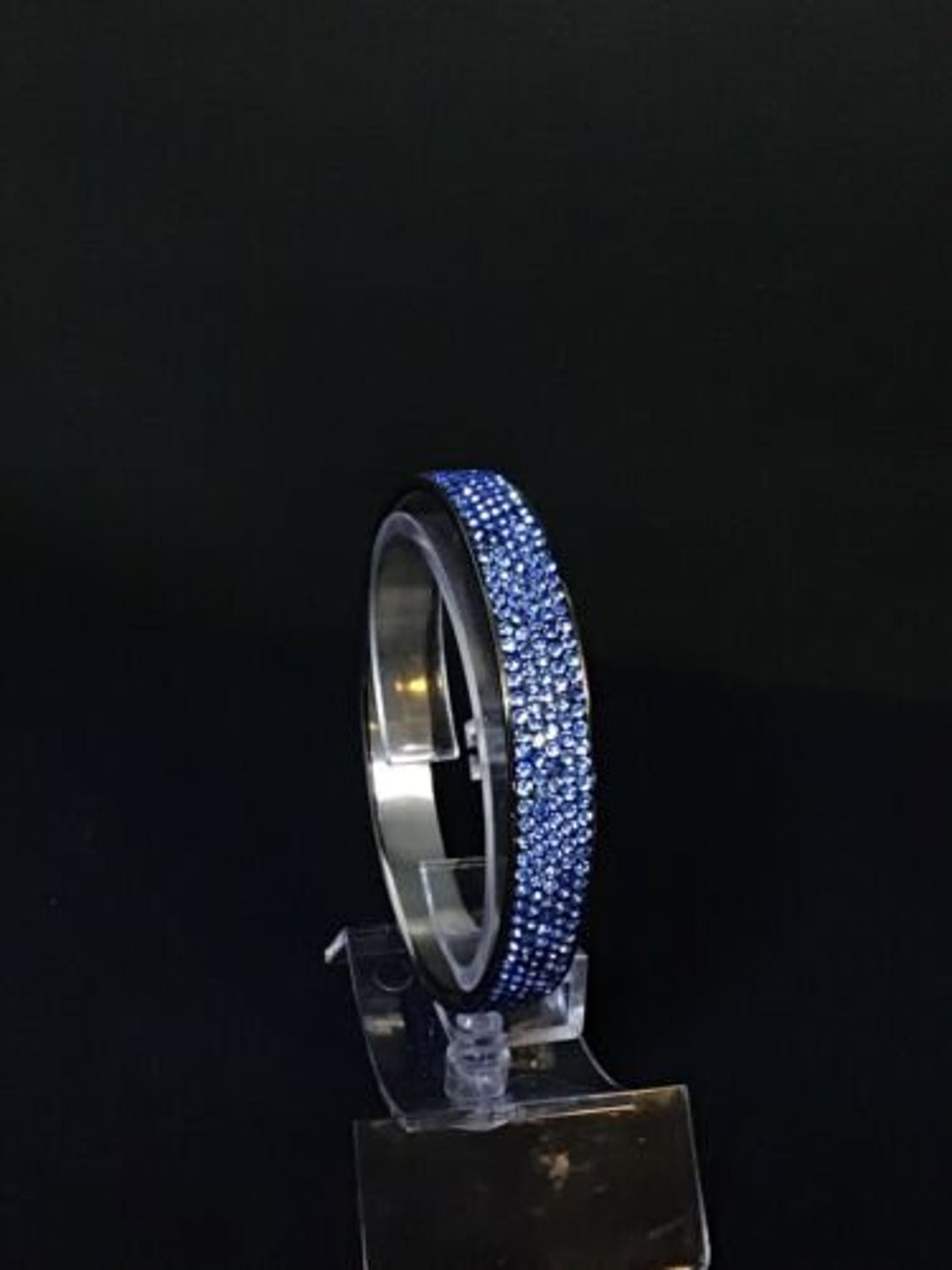 Chisel Stainless Steel Bracelet W/5 Rows of Blue Rhinestones (1432,1433 ...