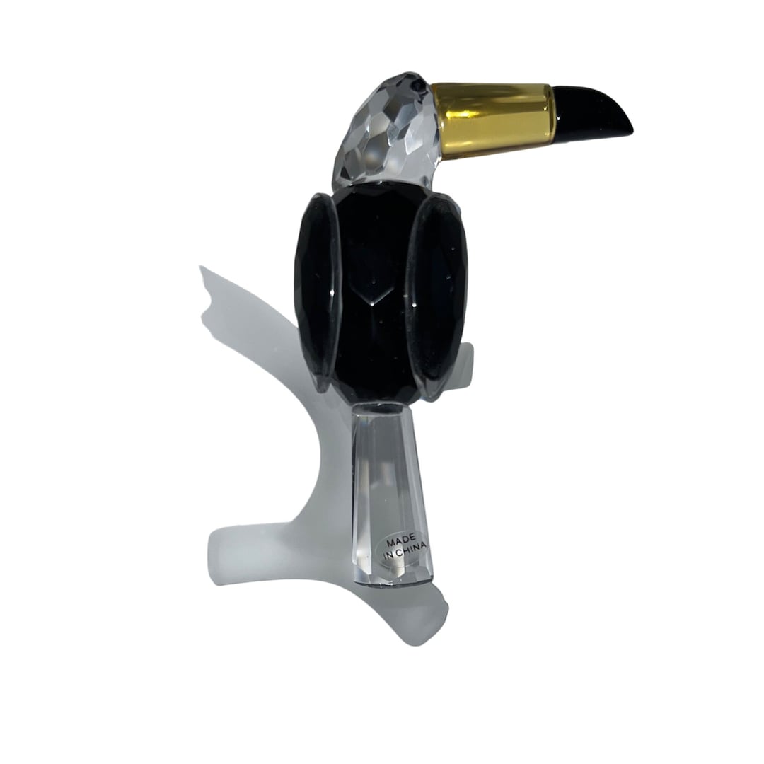 Vintage Crystal Toucan on a Frosted Clear Glass Branch - Etsy