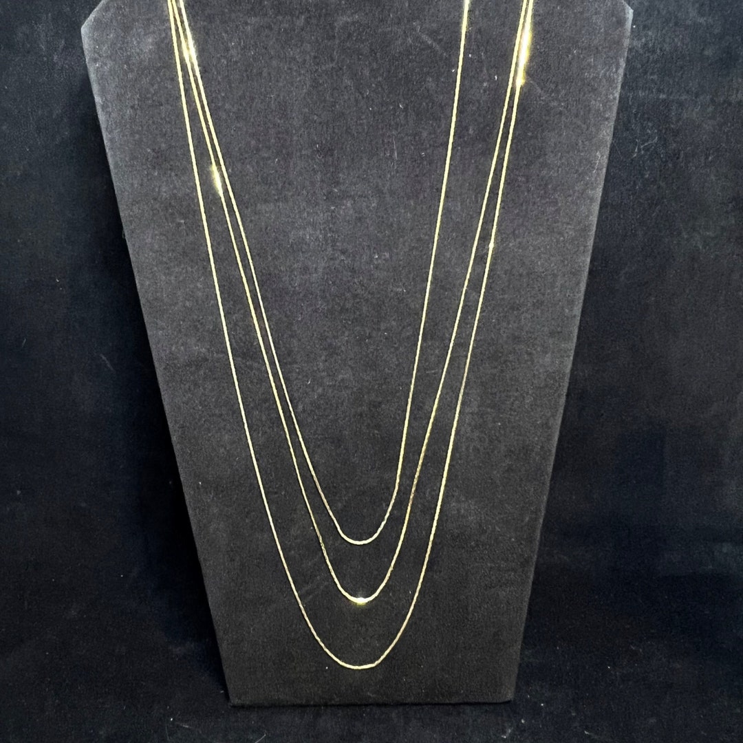 Vintage Gold Tone Triple Strand Triangle Link Necklace (3584) - Etsy