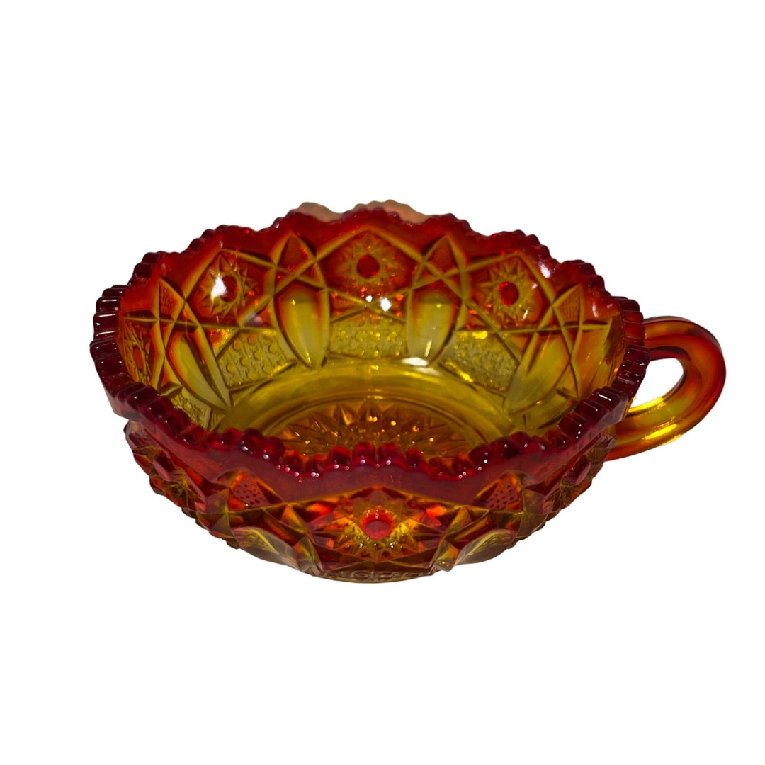 Vintage L E Smith Quintec Amberina Glass Handled Nappy Bowl - Etsy