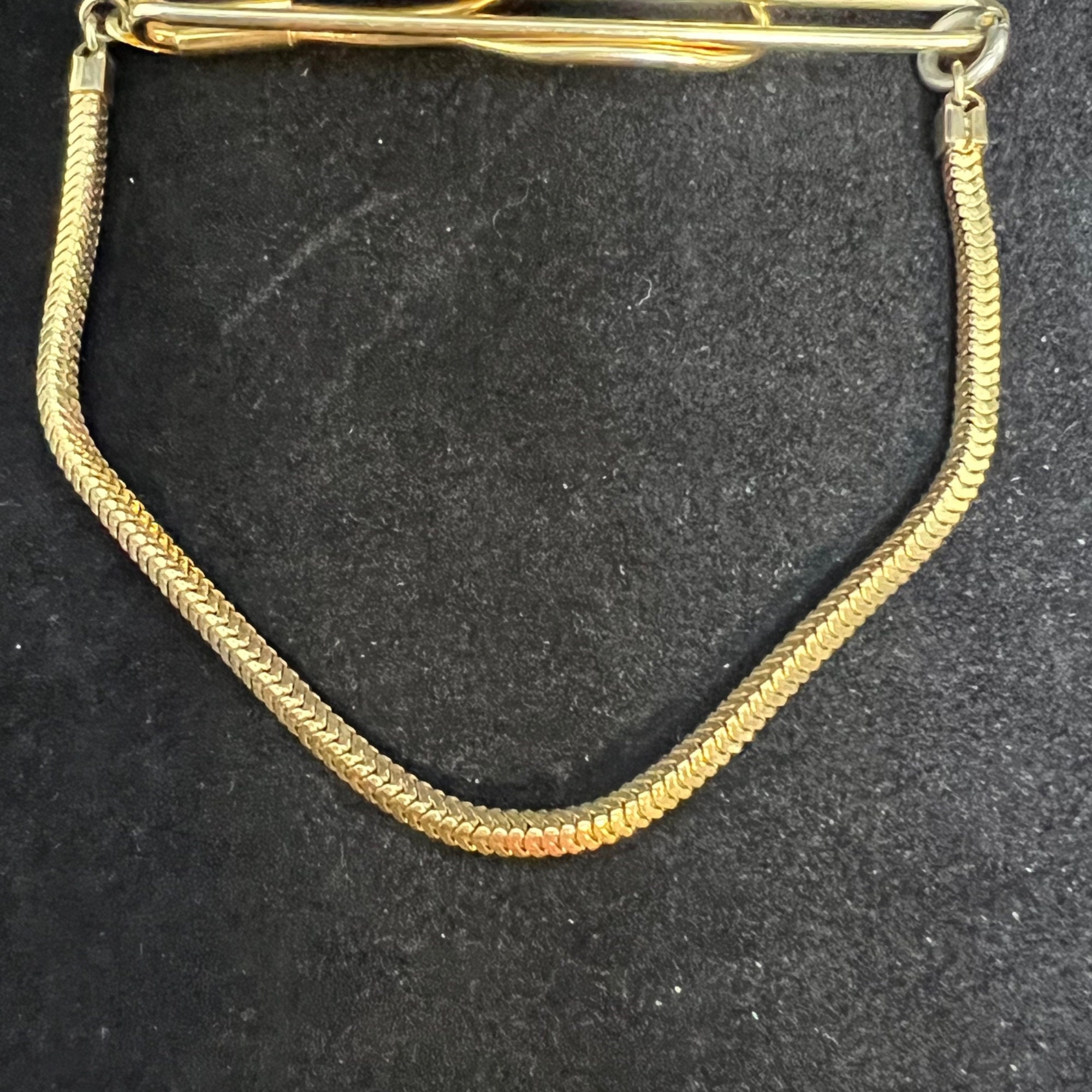 Vintage Swank Gold Tone Tie Bar With Heavy Square Snake Chain | Etsy