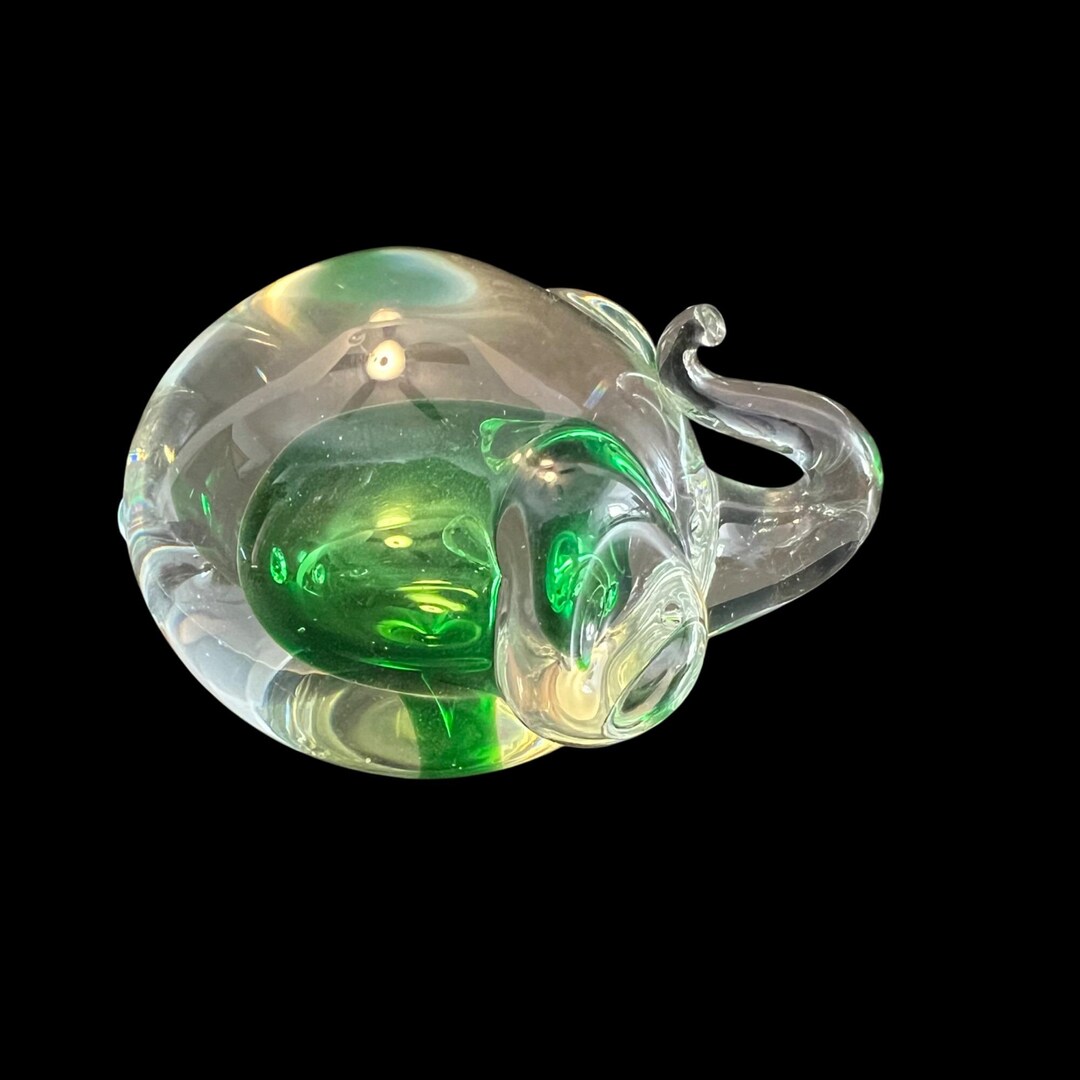Vintage Green & Clear Glass Elephant Paperweight - Etsy