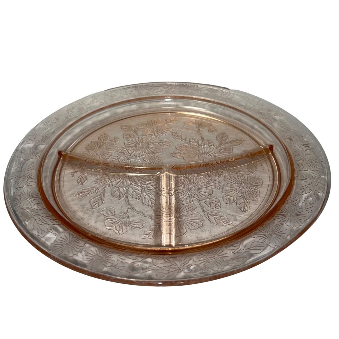 Vintage Macbeth Evans Dogwood Pink Glass Grill Plate - Etsy
