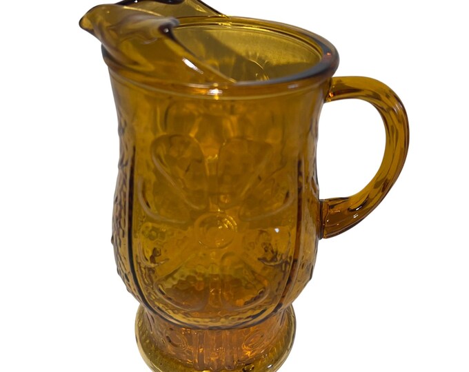 Vintage Libbey Amber Daisy Pattern Glass Pitcher - Etsy