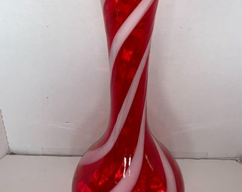 Red Swirl Glass Vase - Etsy