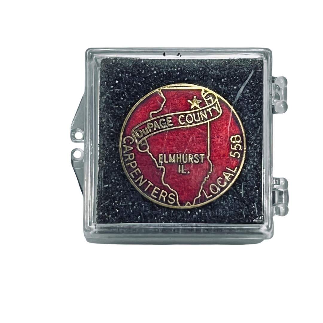 Dupage County Carpenters Local 558 Gold Tone & Red Enamel Lapel Pin ...