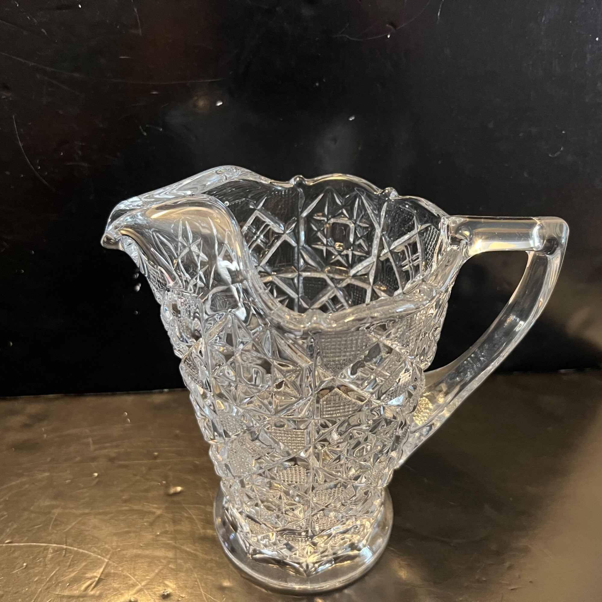 Vintage Imperial Glass Clear Diamond Block Glass Pitcher - Etsy