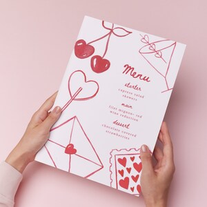 MENU COQUETTE VALENTINES Editable Canva Template | Hand Drawn ...