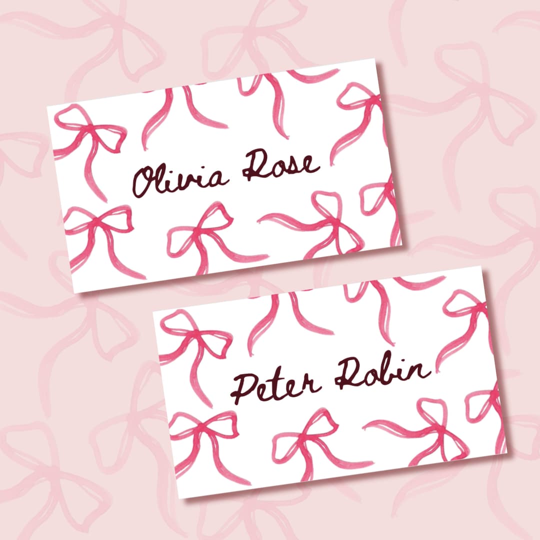 PLACE CARDS COQUETTE Editable Canva Template | Hand Drawn Illustrations ...