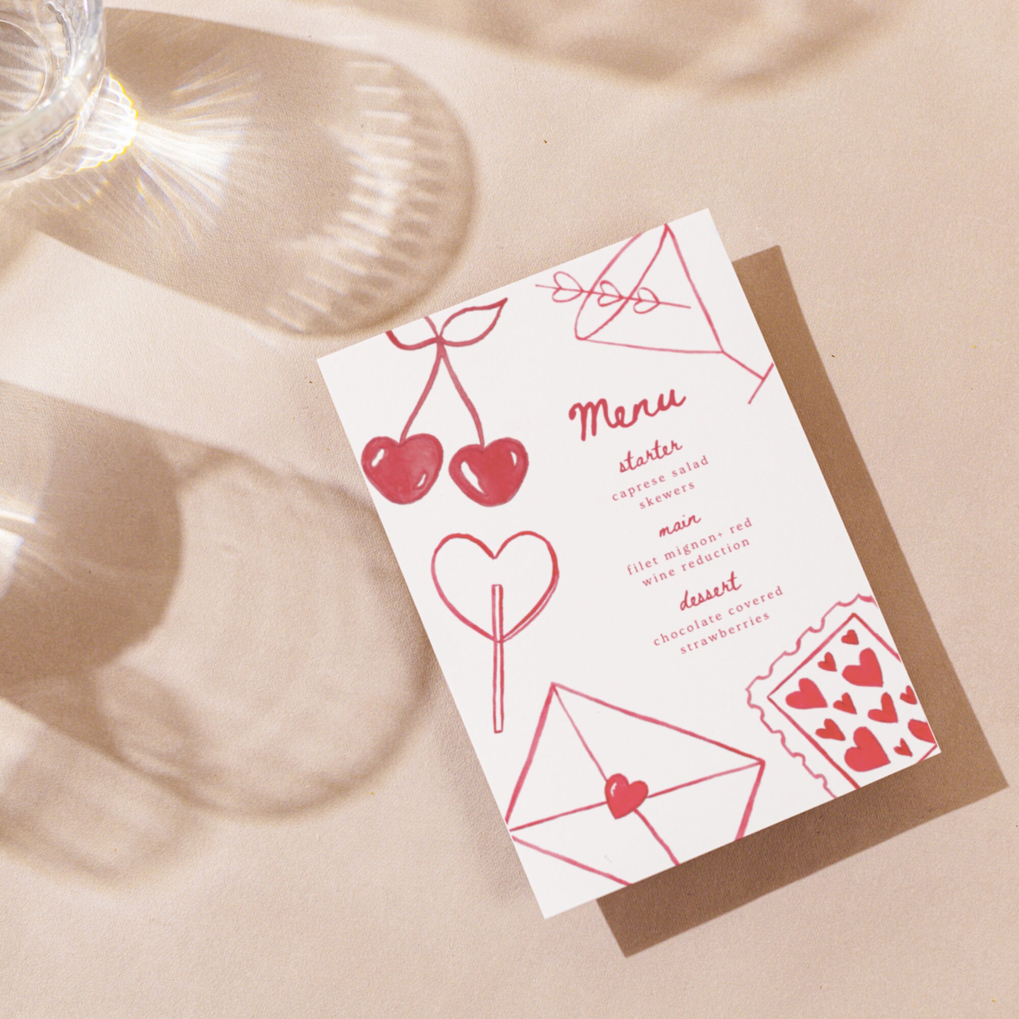 MENU COQUETTE VALENTINES Editable Canva Template | Hand Drawn ...