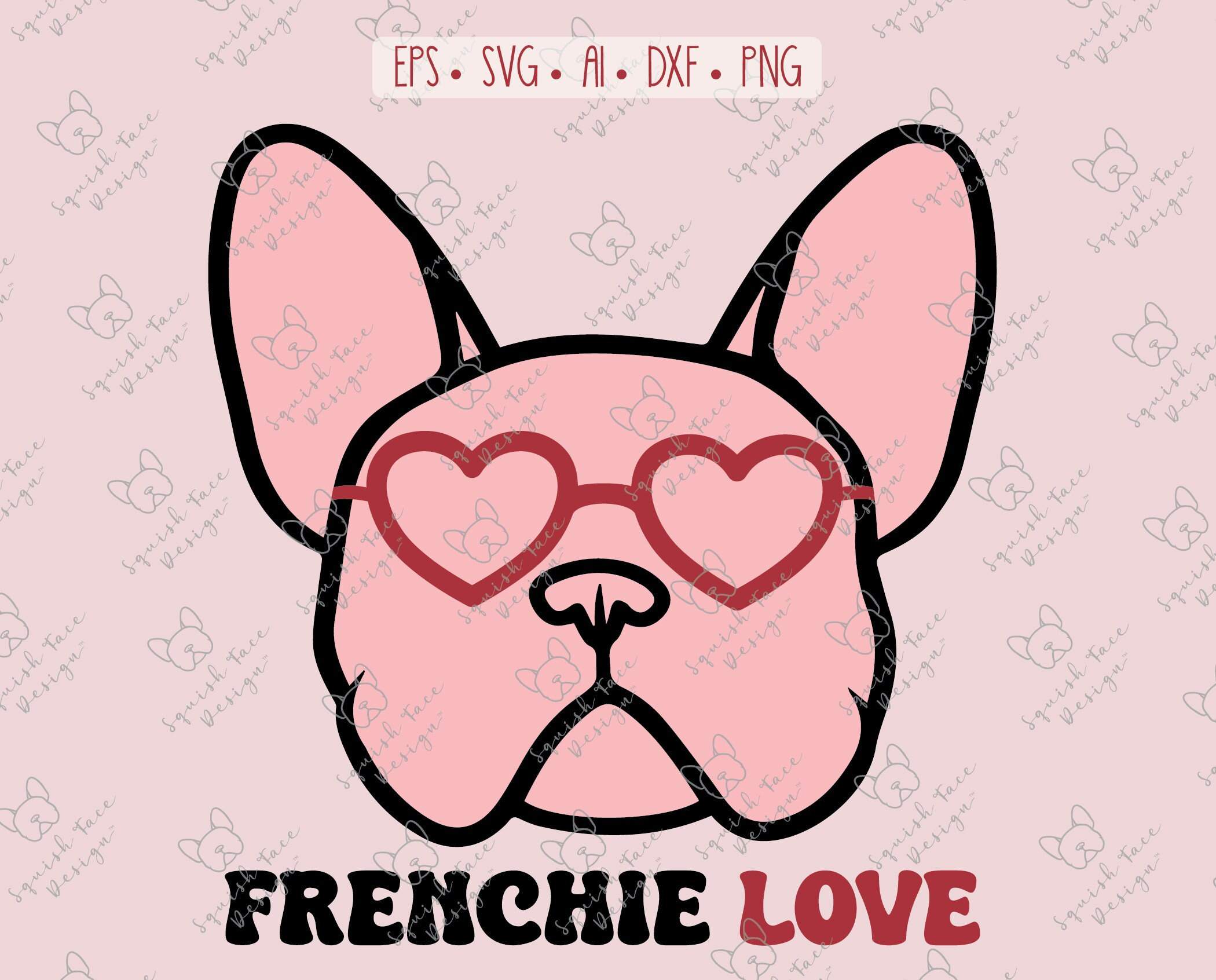 Frenchie Love, French Bulldogs, Heart Glasses, Valentine's Day, Crafts ...