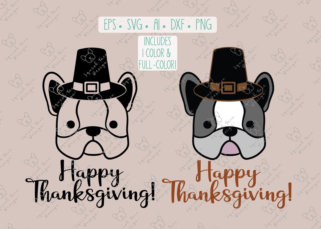 Thanksgiving, French Bulldog, Pilgrim, Frenchie, Fall, Crafts, Clipart ...