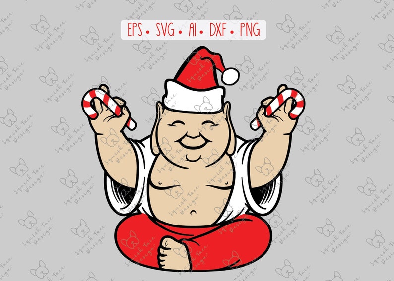 Buddha Santa, Meditating, Candy Canes, Peppermint, Christmas, Festive ...