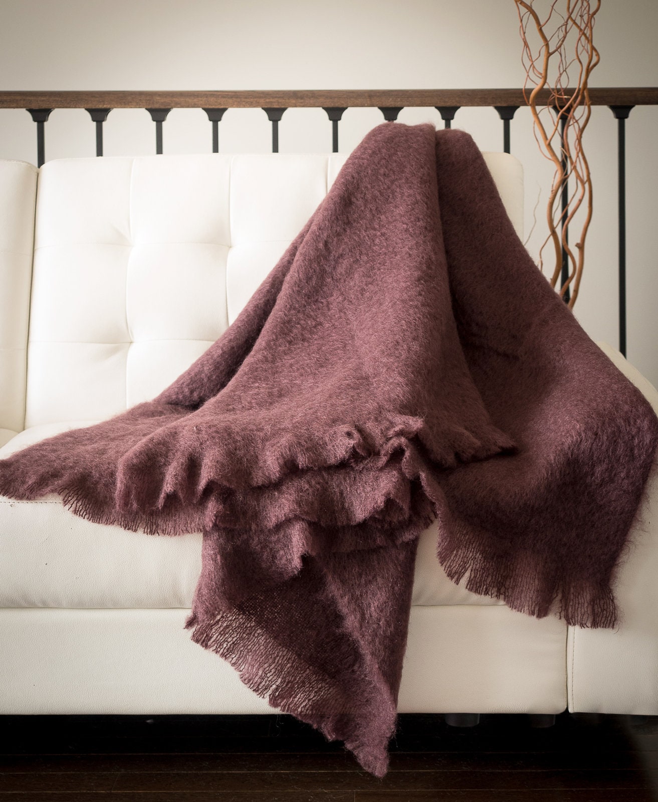 Mulberry angora 100% mohair blanket Luxury wool throw | Etsy