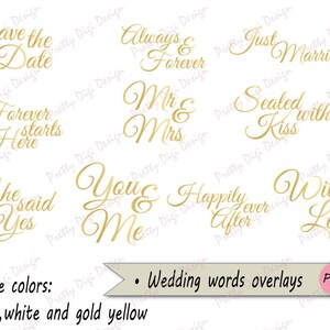 Wedding Words Overlays, Black and White PNG Word Overlays, Save the ...