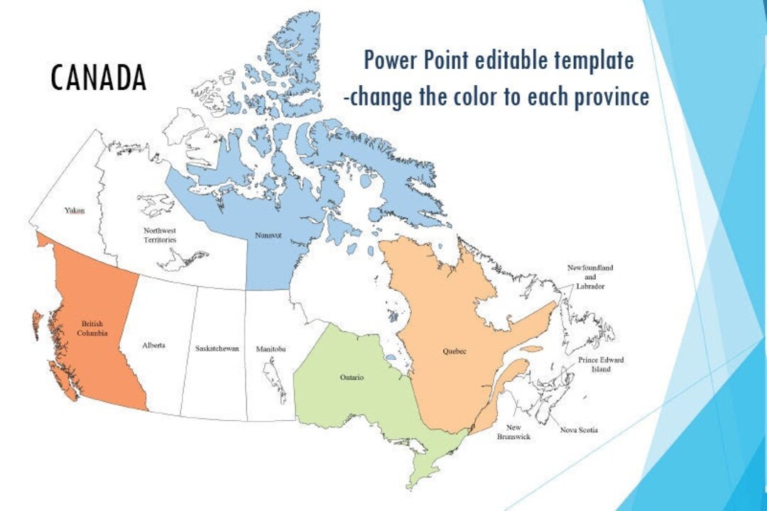 Canada Provinces Editable Map Powerpoint Template - Etsy
