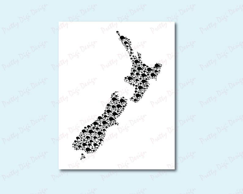 Digital New Zealand Kiwi Bird Map Jpg Png Eps Svg Dxf - Etsy