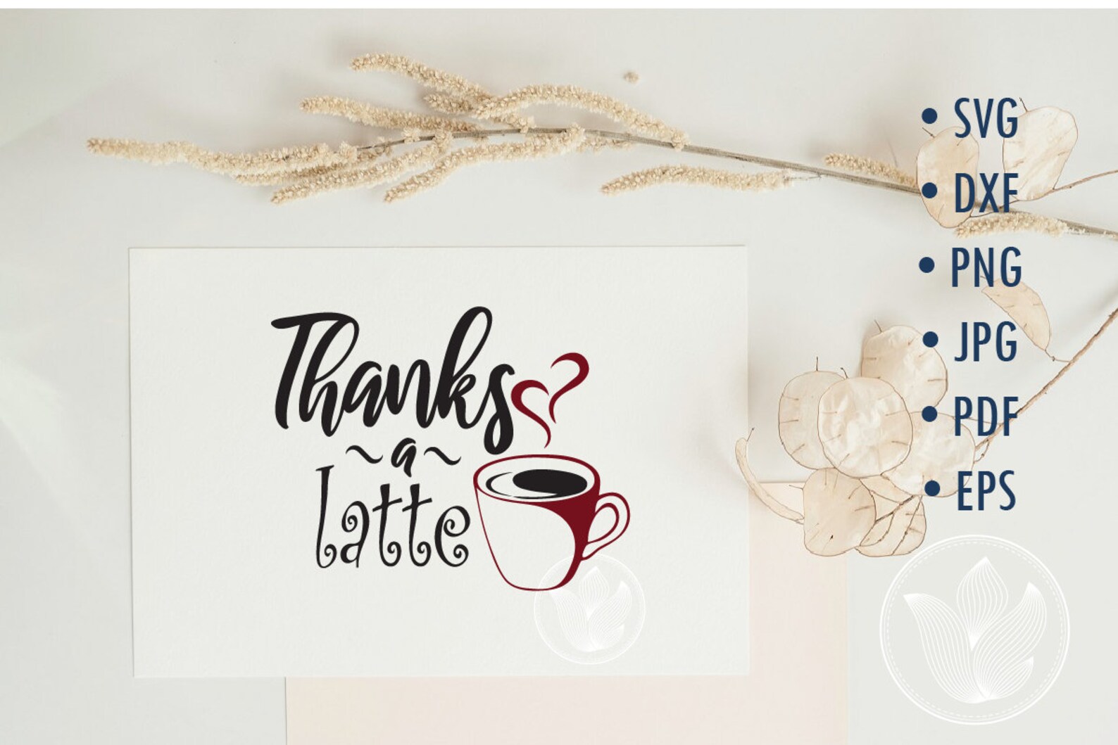 Thanks a Latte Gift Tags JPG Vector Eps Pdf Thank You Tag - Etsy
