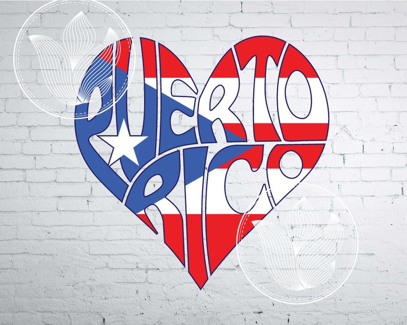 Puerto Rico Word Art With Flag Heart Shape Svg Cut File | Etsy
