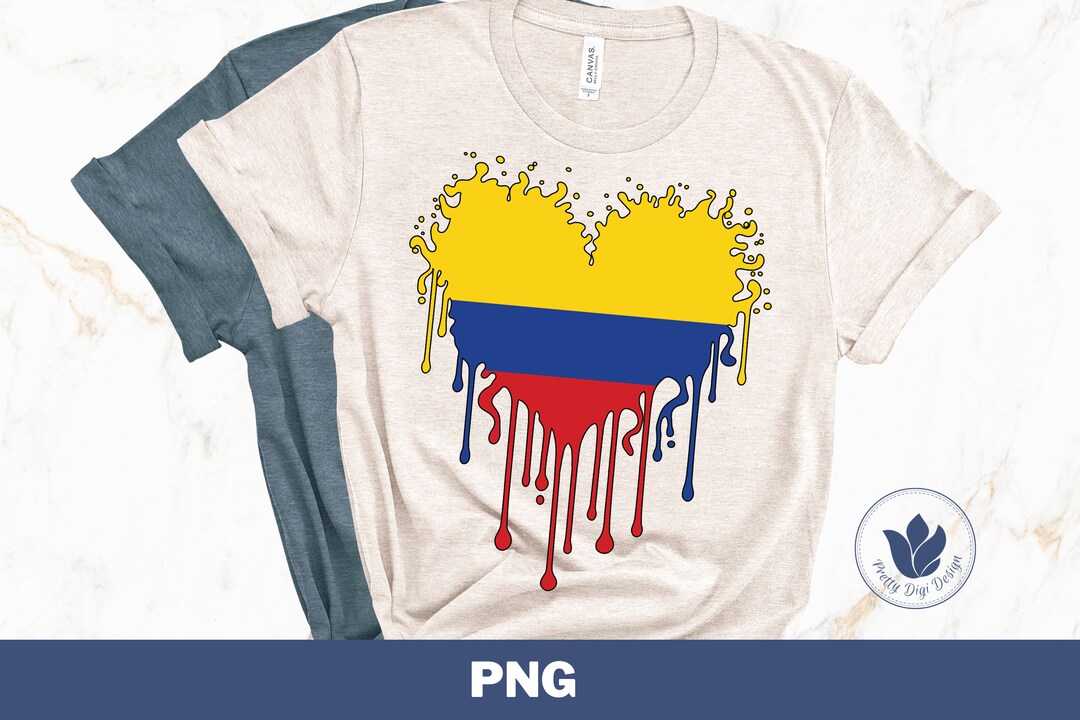 Heart of Colombia Flag Design With Drippings - Etsy