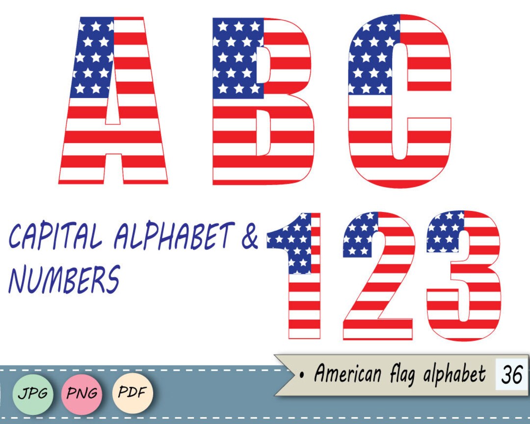 American Flag Alphabet Clipart Stars and Stripes Letters - Etsy
