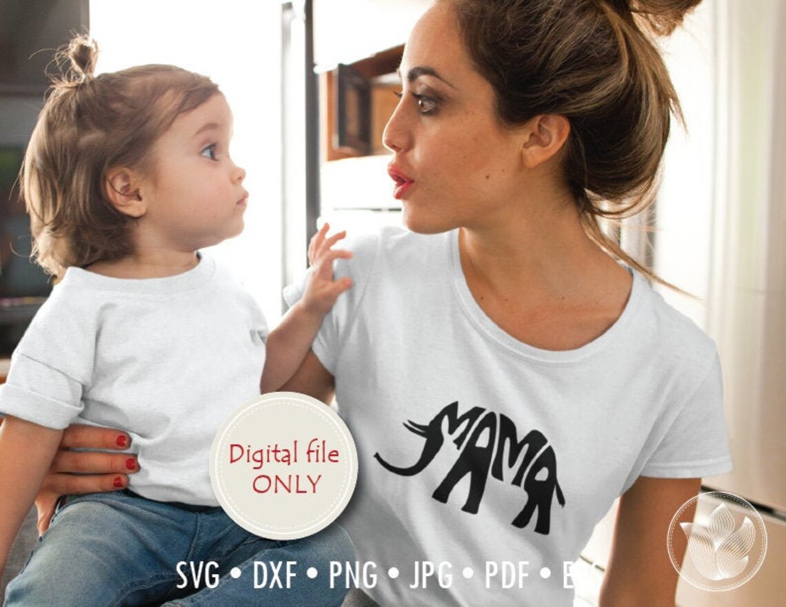 Mama Elephant Word Art Mama Elephant Eps Png Svg Dxf | Etsy