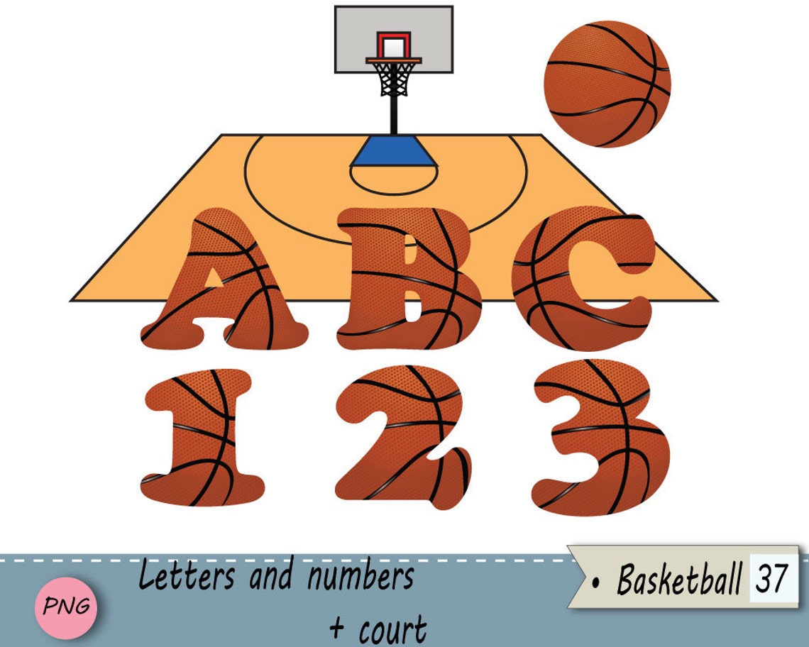 Basketball letters and numbers Basket clip art Card | Etsy