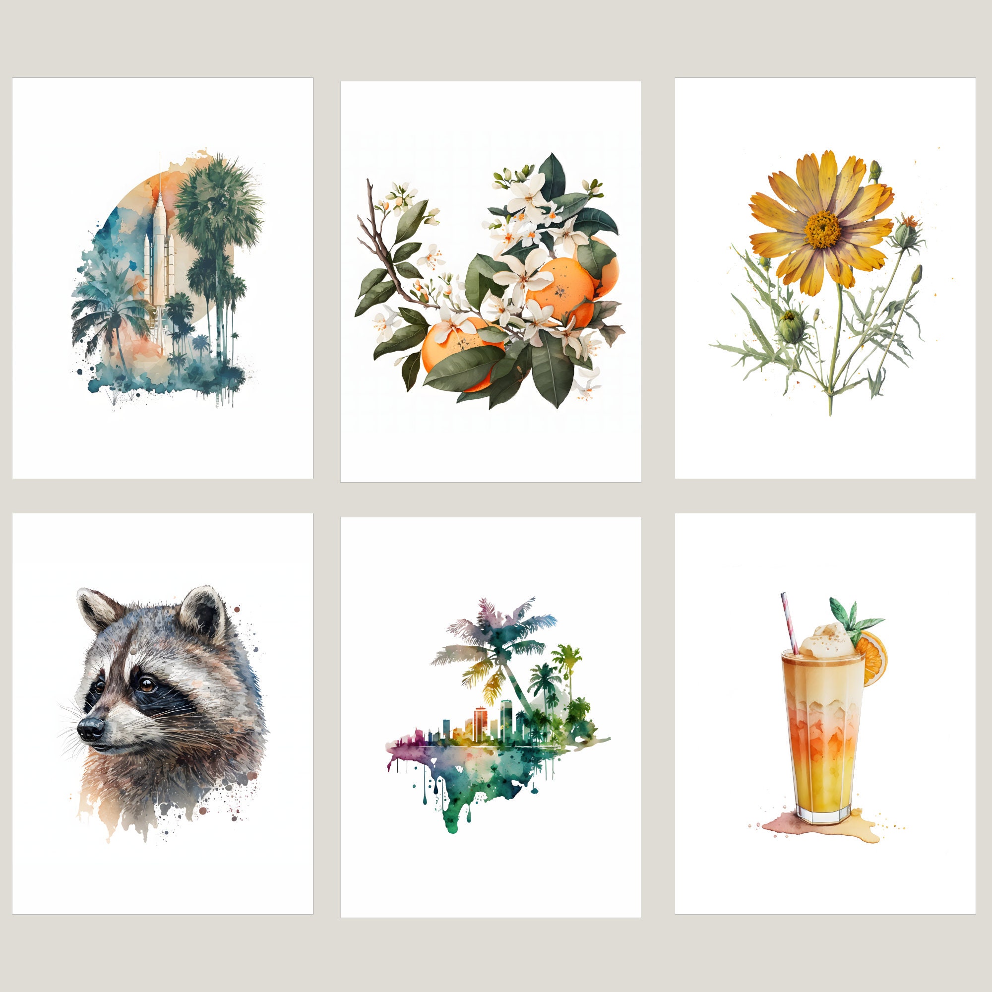 Florida Symbol Illustrations 20 Jpeg Files - Etsy UK