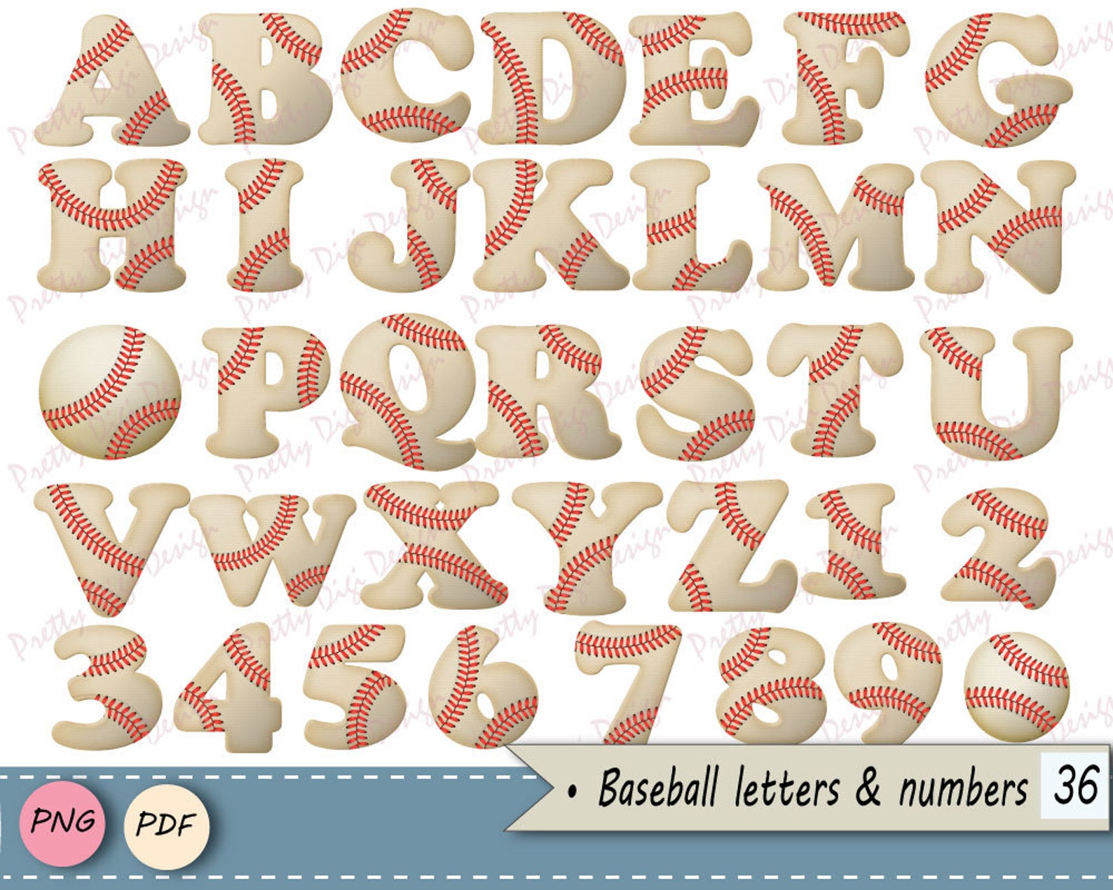 Baseball Letters Clip Art Baseball Numbers PNG Baseball - Etsy