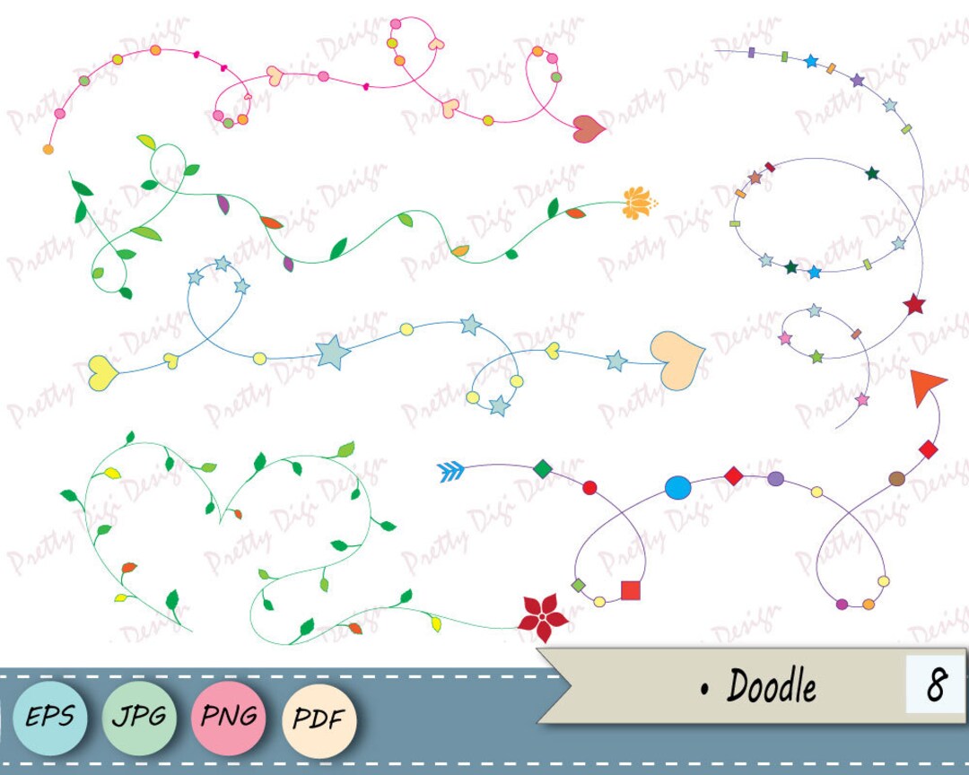 Instant Download Doodle, Colorful Arrow Doodle, Doodle Clip Art ...