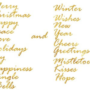 Christmas Gold Words Clipart, Christmas Clip Art, Digital Word Overlay ...