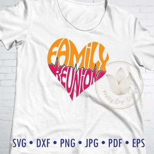 Family Reunion Word Art in Heart Shape Svg Dxf Eps Png Jpg, Life Line ...
