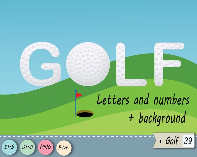 Golf Letters and Numbers, Golf Clip Art, Golf Embellishment, Golf ...