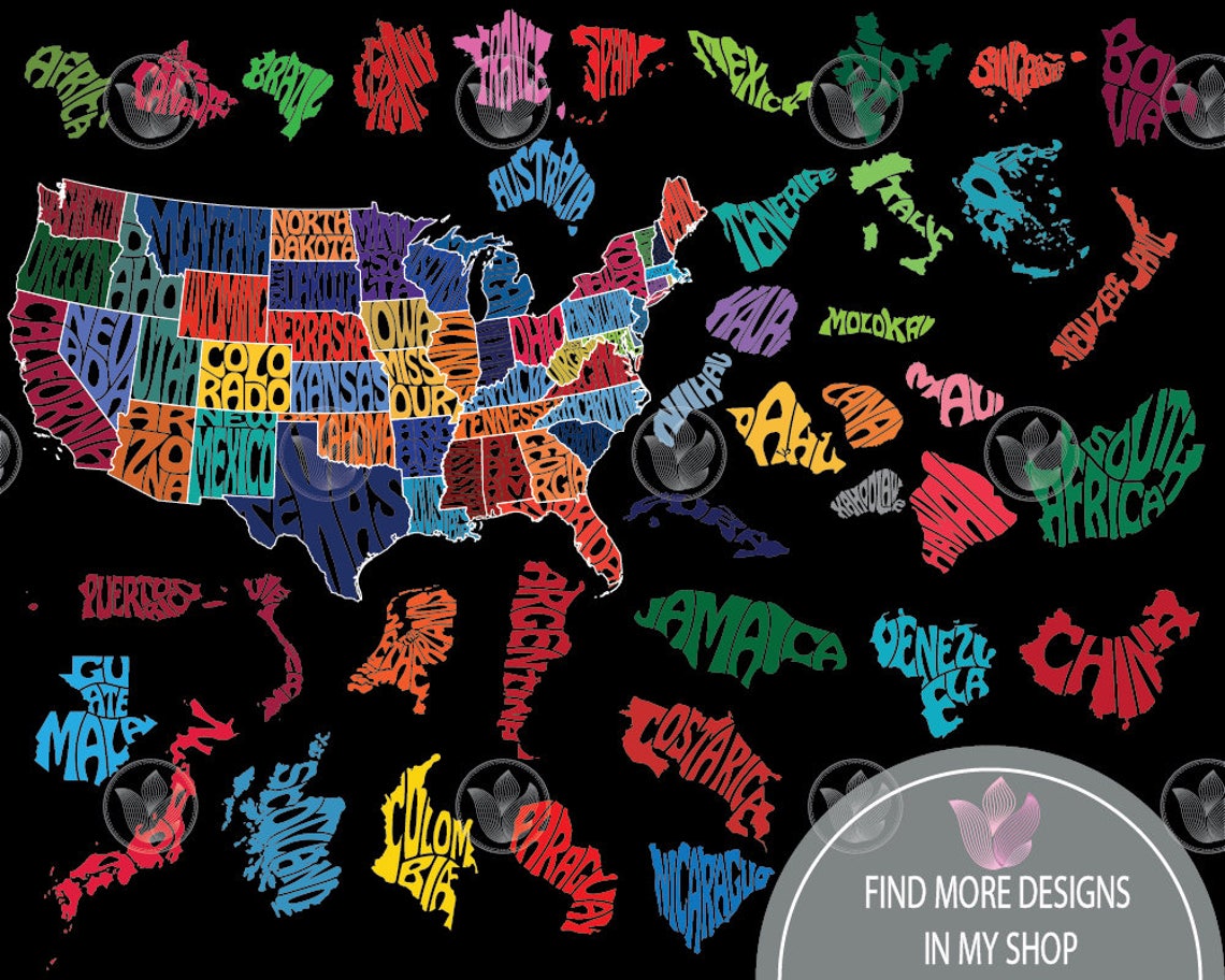 China Word Art in Map Shape Svg Dxf Eps Png Jpg Cut File - Etsy Canada