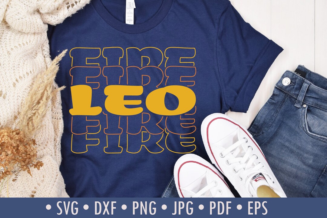 Leo Fire Sign Cut File Stacked Words - Etsy