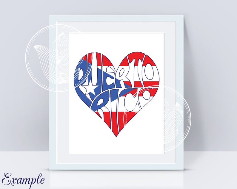 Puerto Rico Word Art With Flag Heart Shape Svg Cut File | Etsy