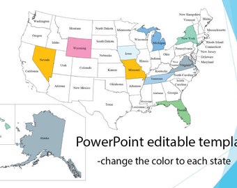 Editable United States of America Map Powerpoint Template - Etsy
