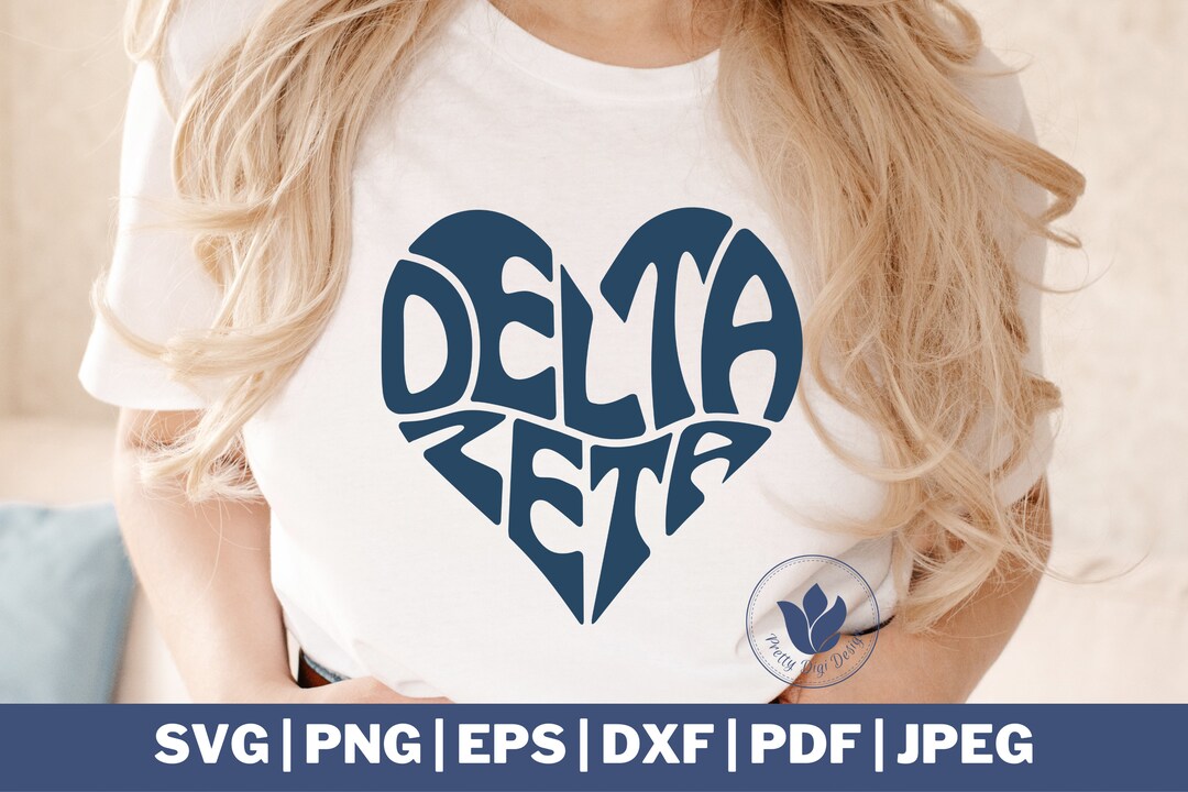 Delta Zeta Typography in Heart Shape SVG - Etsy