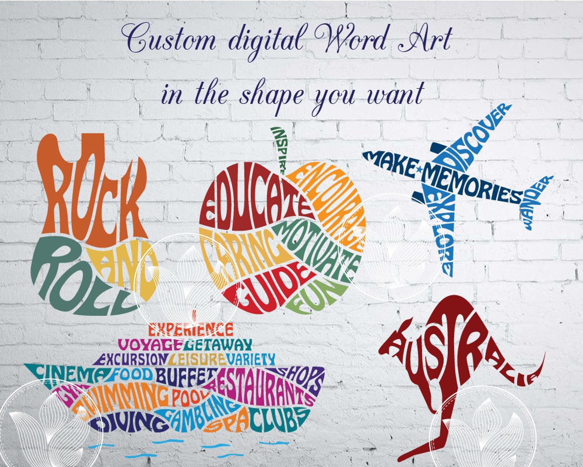 Custom Digital Word Art Svg Cutting File in the Shape You | Etsy