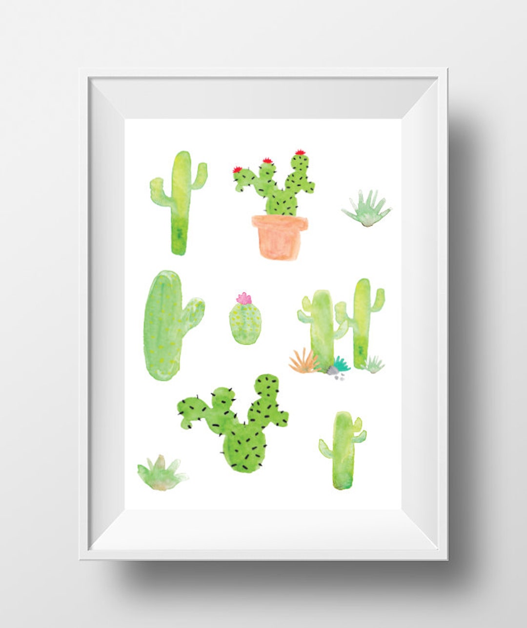 Watercolor Cactus Print, Cactus Art Printable, Succulents, Wall Decor ...