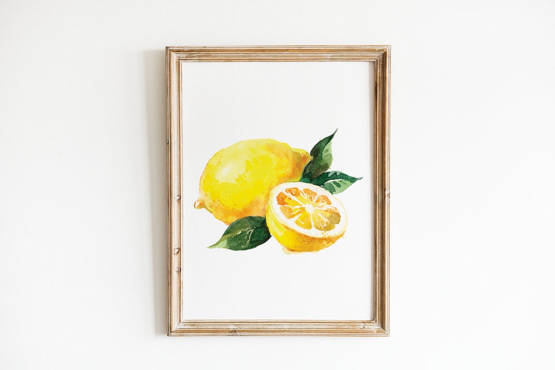 Lemon Print Lemon Art, Watercolor Lemon Print, Watercolor Fruit Poster ...