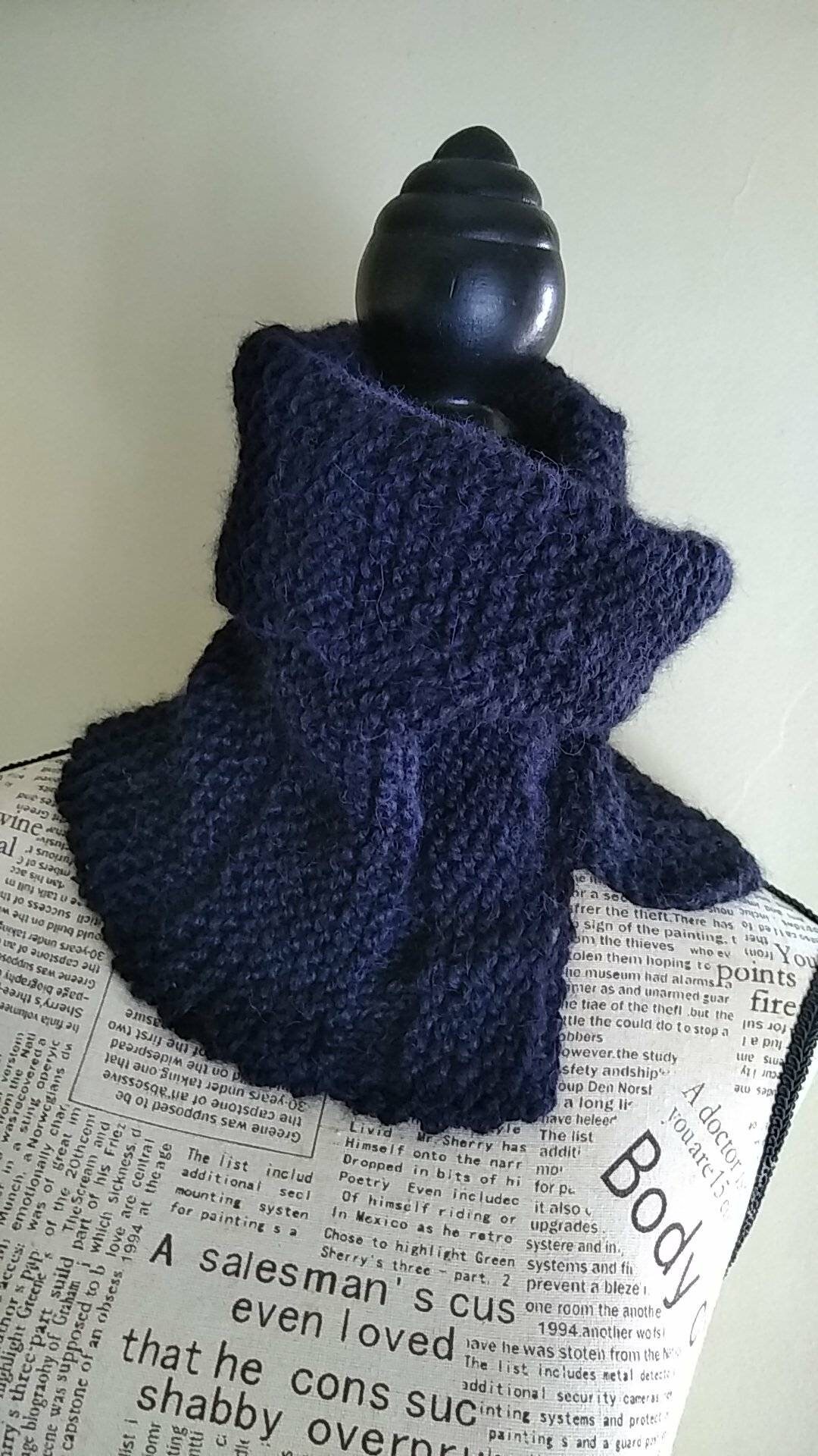 Neck Neckband Snood Winter Dark Navy Blue Pure Wool Thick Alpaca for ...