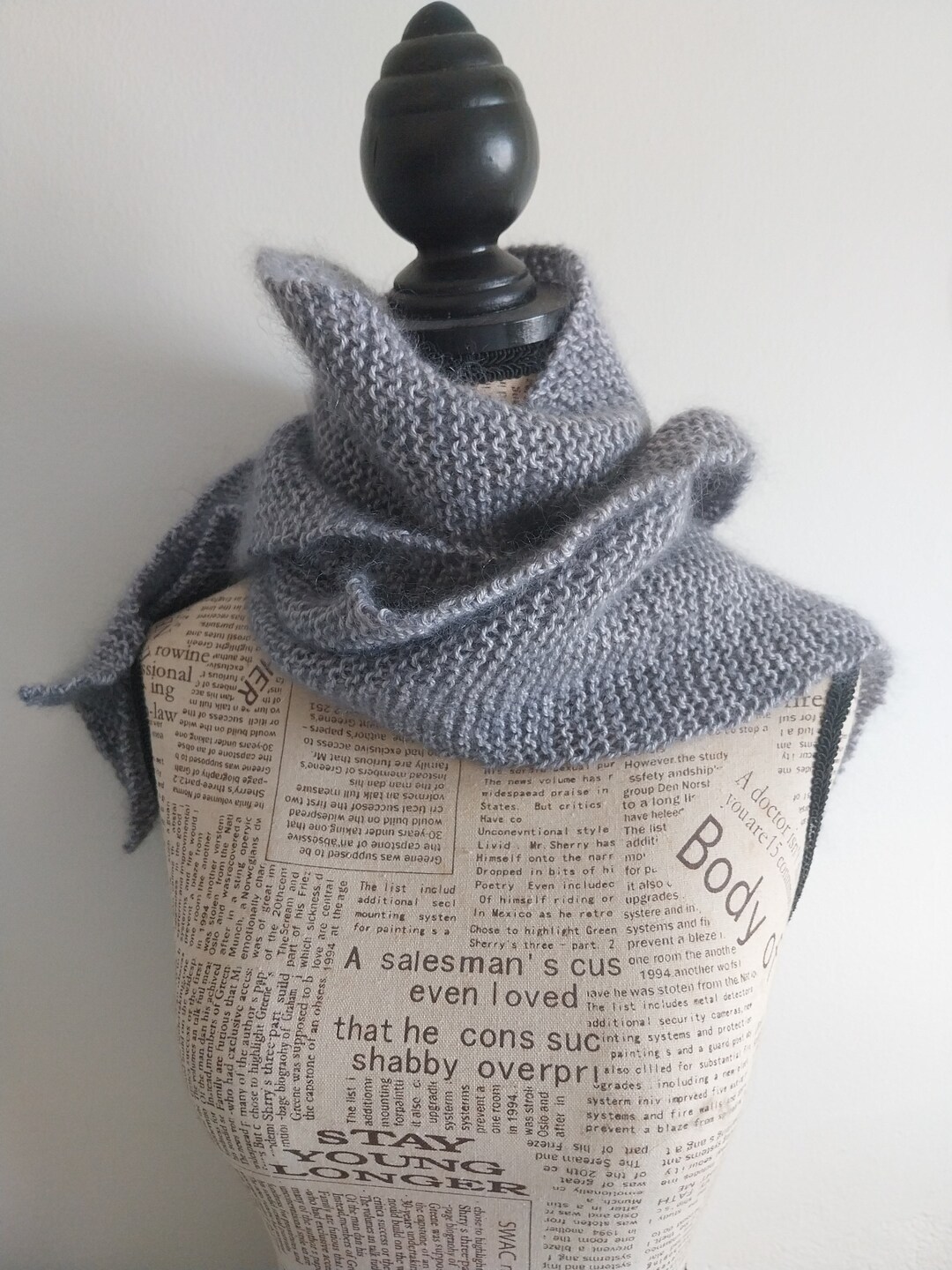 Blue Gray Scarf in Hand-knitted Baby Alpaca Silk Mohair - Etsy