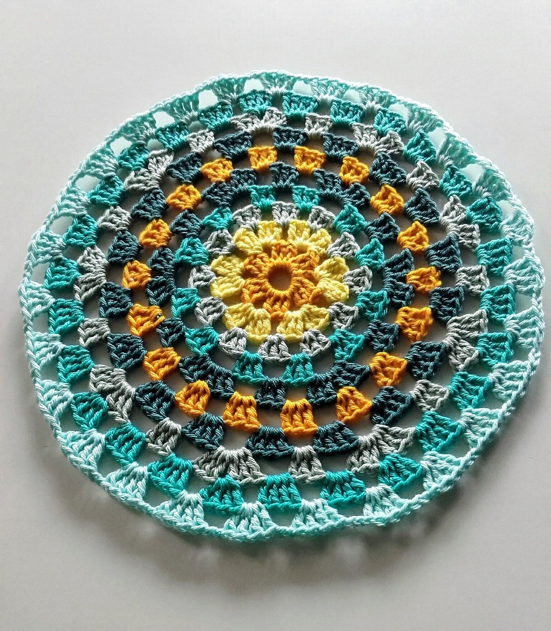 Doily Centerpiece Granny Mandala Colorful Cameo Cotton 3 Mm Handmade ...