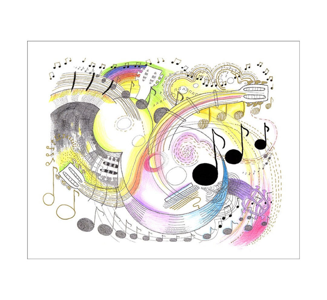 Music Art Print - "music Whirled" - Etsy