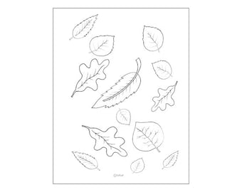 Printable Color Page Digital Coloring Sheet Zen Doodle Maple Leaves ...