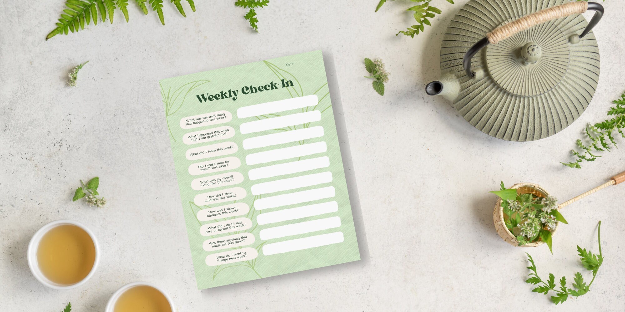 Weekly Check-in digital Download Matcha Collection - Etsy
