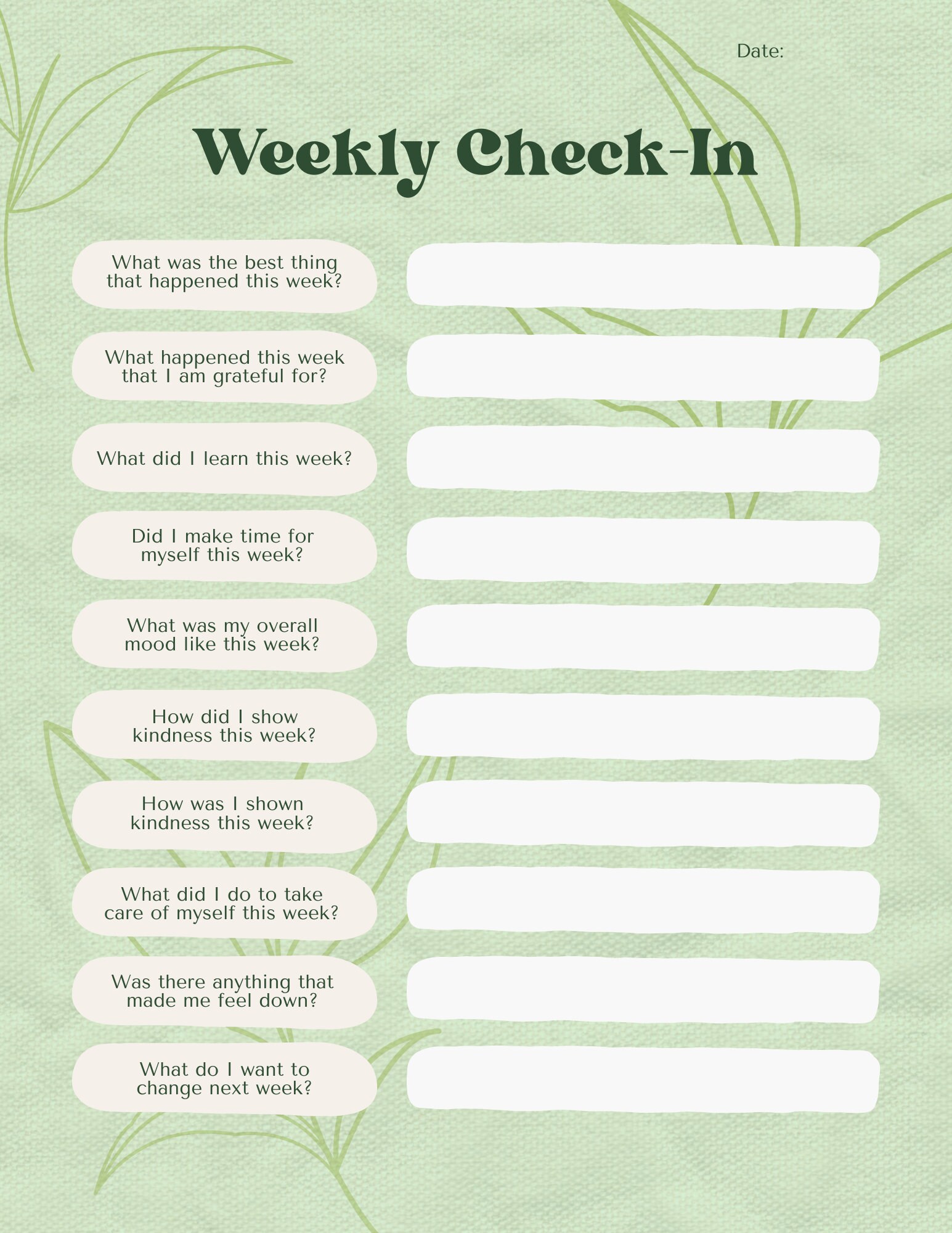 Weekly Check-in digital Download Matcha Collection - Etsy